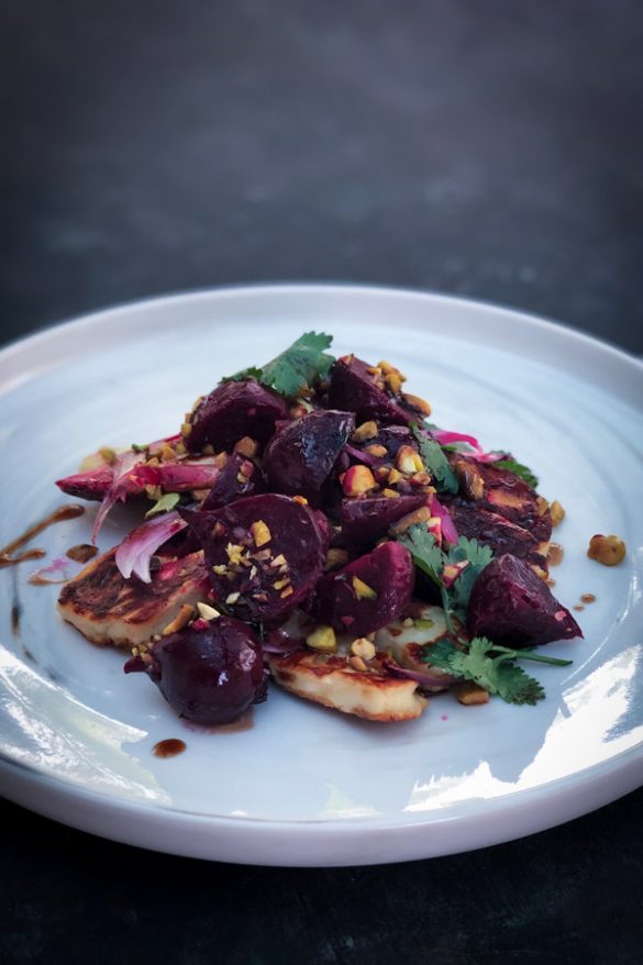 Roasted Beetroot Salad with Halloumi and Pomegranate Glaze | The Sidesmith