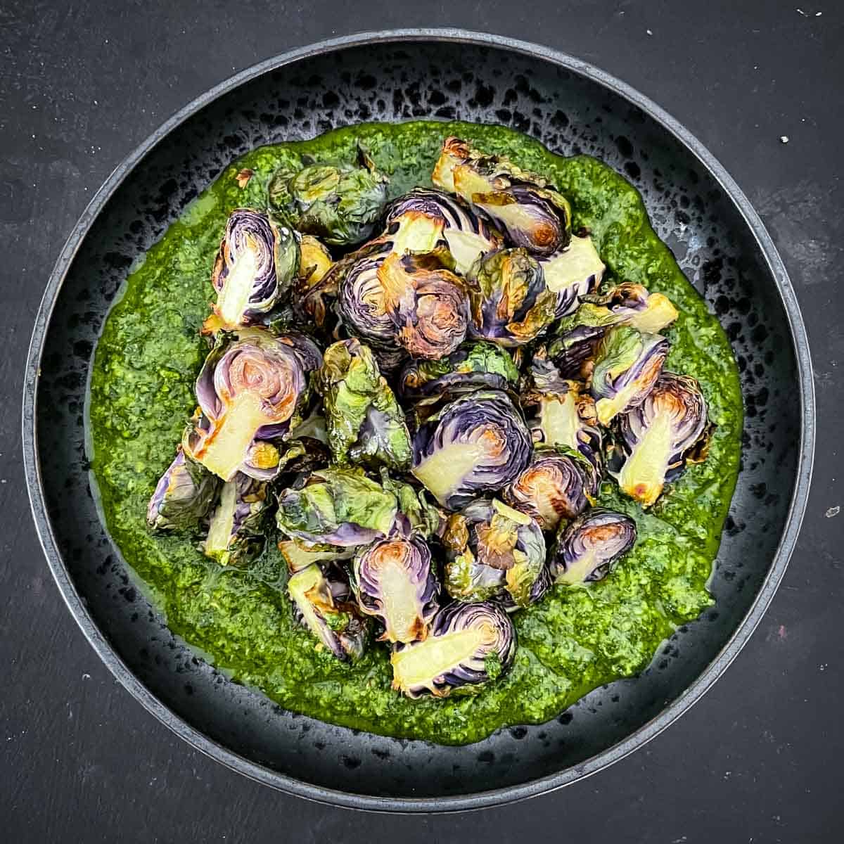 Red Brussels Sprouts and Zhoug Sauce | The Sidesmith