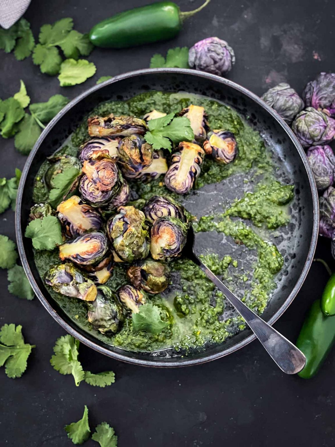 Red Brussels Sprouts and Zhoug Sauce | The Sidesmith