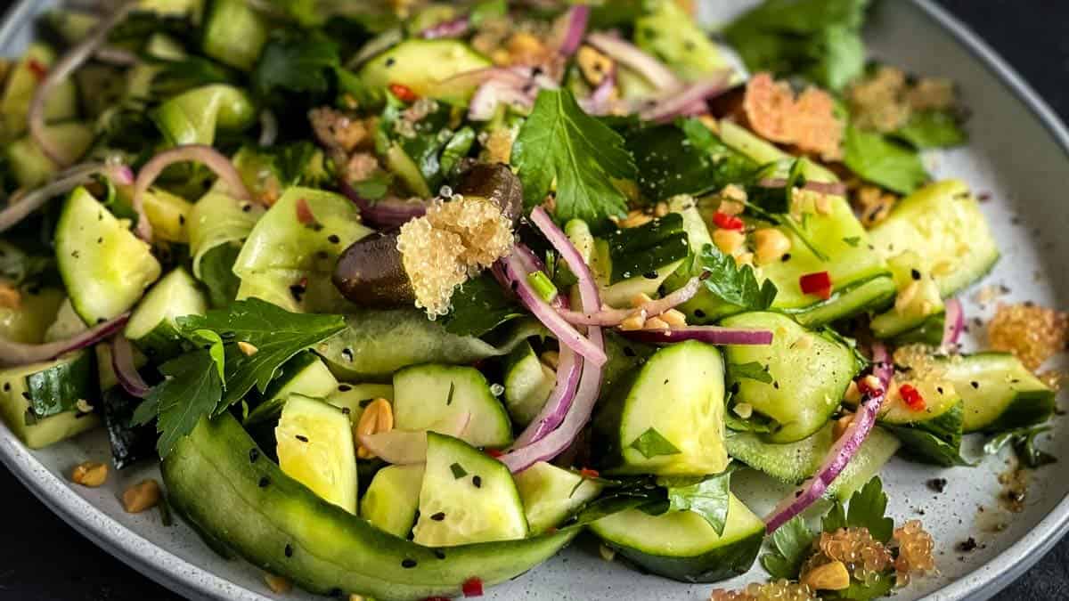 Finger Lime Salad with Cucumber & Sesame Soy Dressing (Fresh & Zesty ...